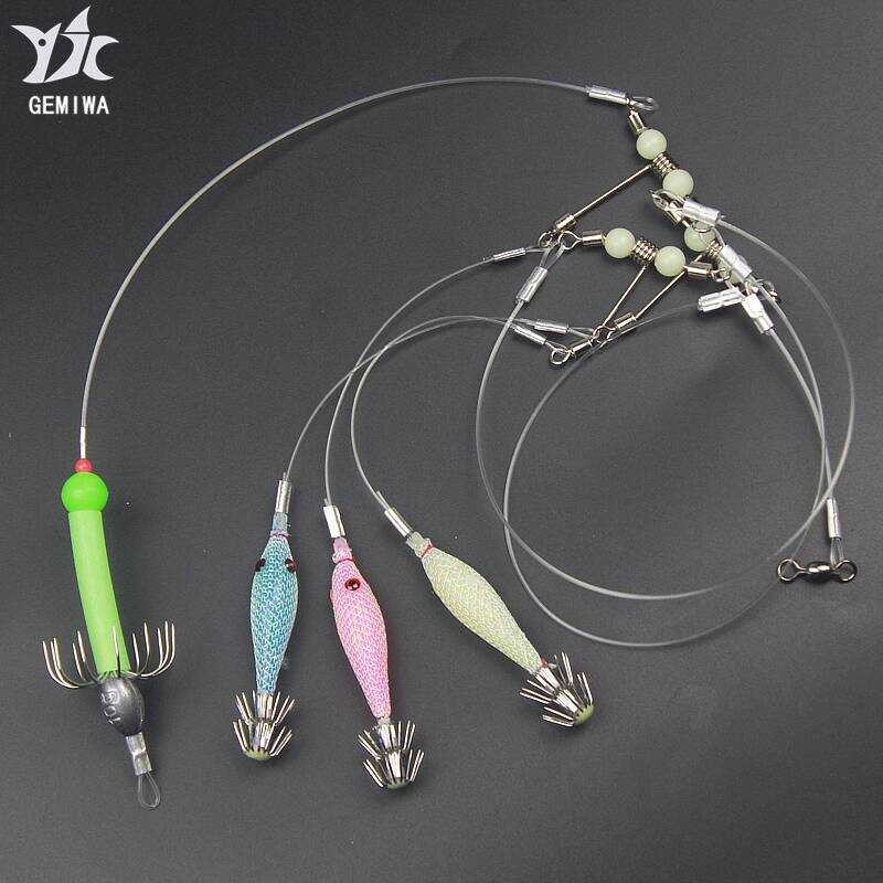 Luminous Squid String Blow Cuttlefish Wooden Shrimp Night Fluorescent 3 ...