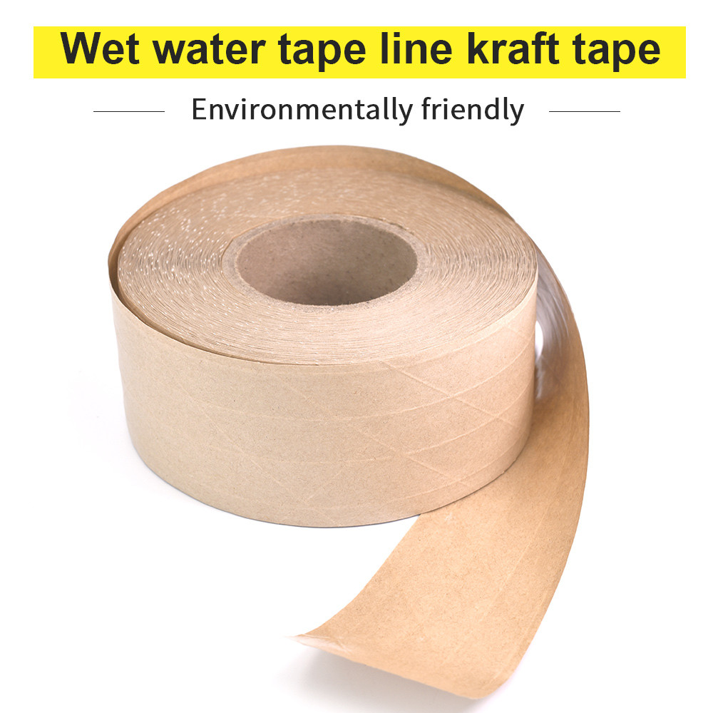 50 Meters/roll Water Activated Tape Fiber Reinforced Packing Tape Kraft ...