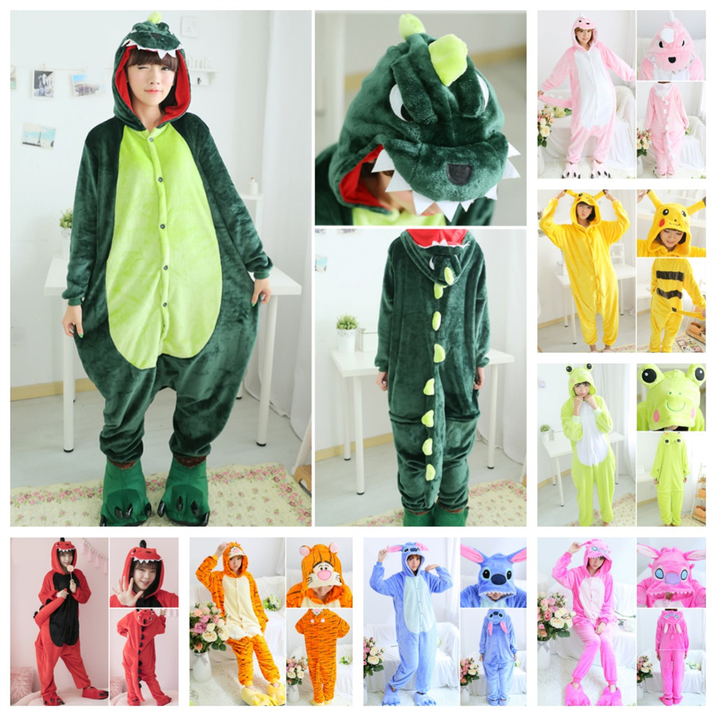 Kigurumi Cute Dinosaur Stitch Panda Cartoon Pajamas Onesies For Adults ...