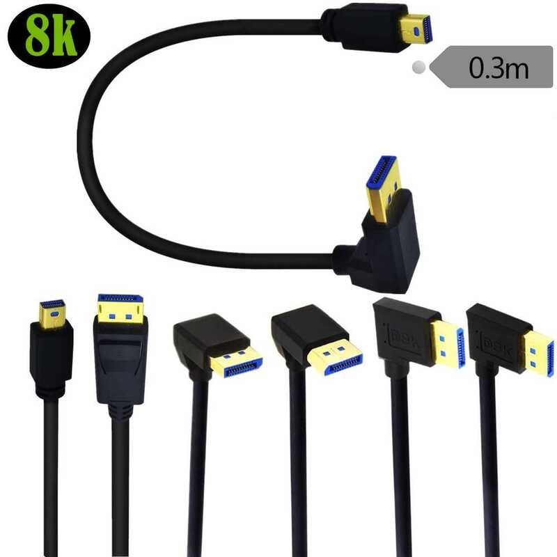 8K 60Hz Mini DisplayPort DP Right Angle 90 Degree Male Graphics Card to ...