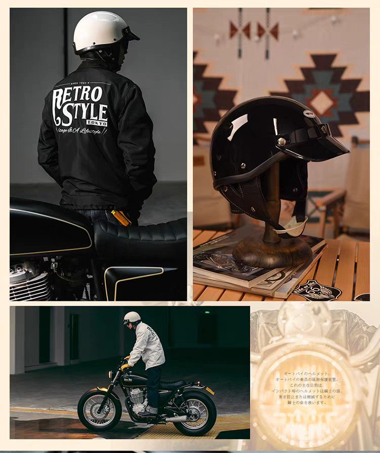 Motorcycle Half Helmet Retro Helmet Men Old-fashioned Helmet Women ...