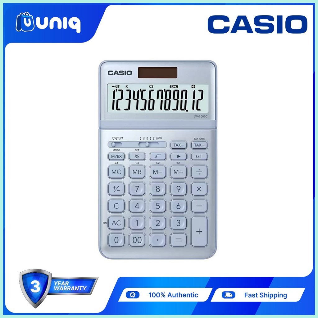 Casio 12 digits Calculator JW-200SC-BU, Metal Faceplate, Adjustable ...