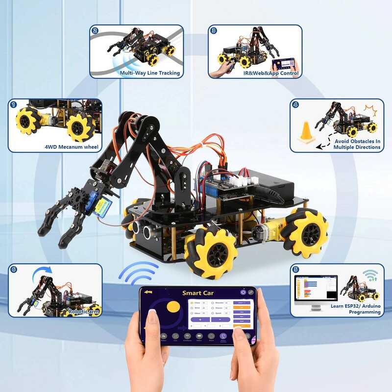 W ACEBOTT Esp32 4 DOF Robot Arm Learning Kit Wifi Electronic Components ...