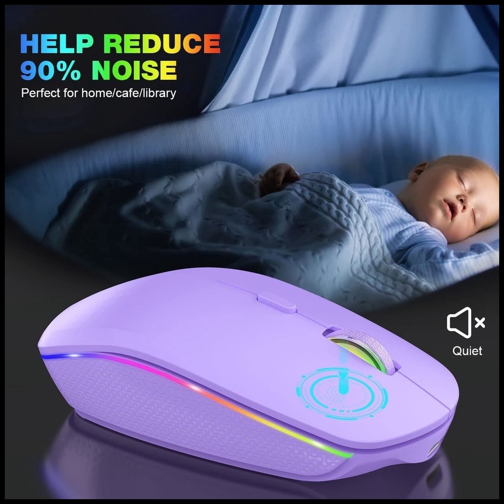 MC227 2.4G Wireless RGB Optical Mouse Rechargeable Mice Super Silent ...