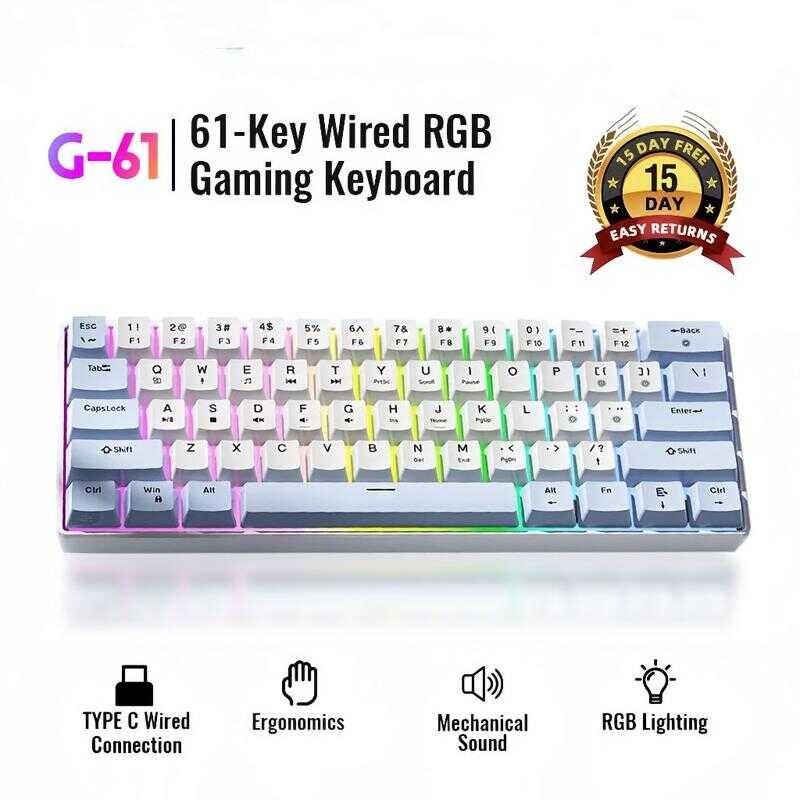 INPHIC G-61 61 Key Wired Type C Mechanical Keyboard With Blue Switch ...
