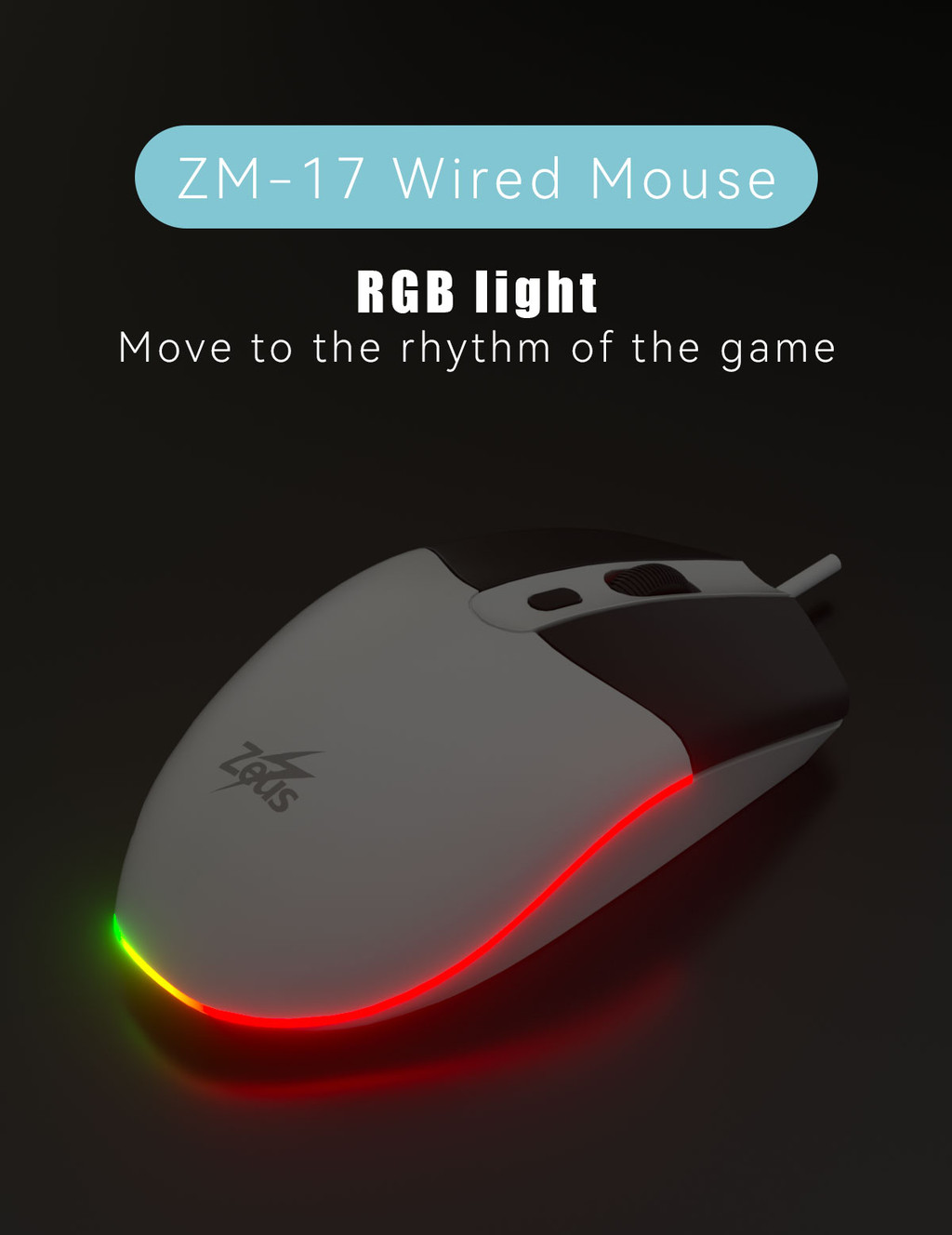 Zeus ZM-17 RGB Wired Gaming Mouse 3 Adjustable DPI (800/1200/1600 ...