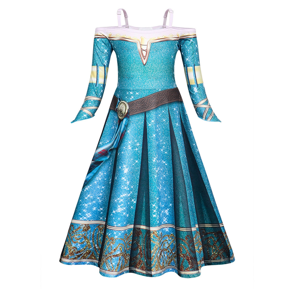 Merida Cosplay Dress For Kid Girl Brave 3D Printing Halloween Off ...