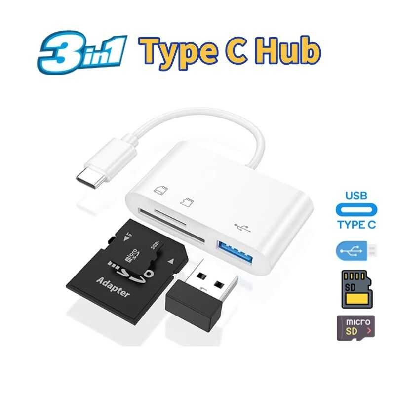 3 In 1 Reader Type C To SD TF Card Camera Adapter For PC Laptop Iphone ...