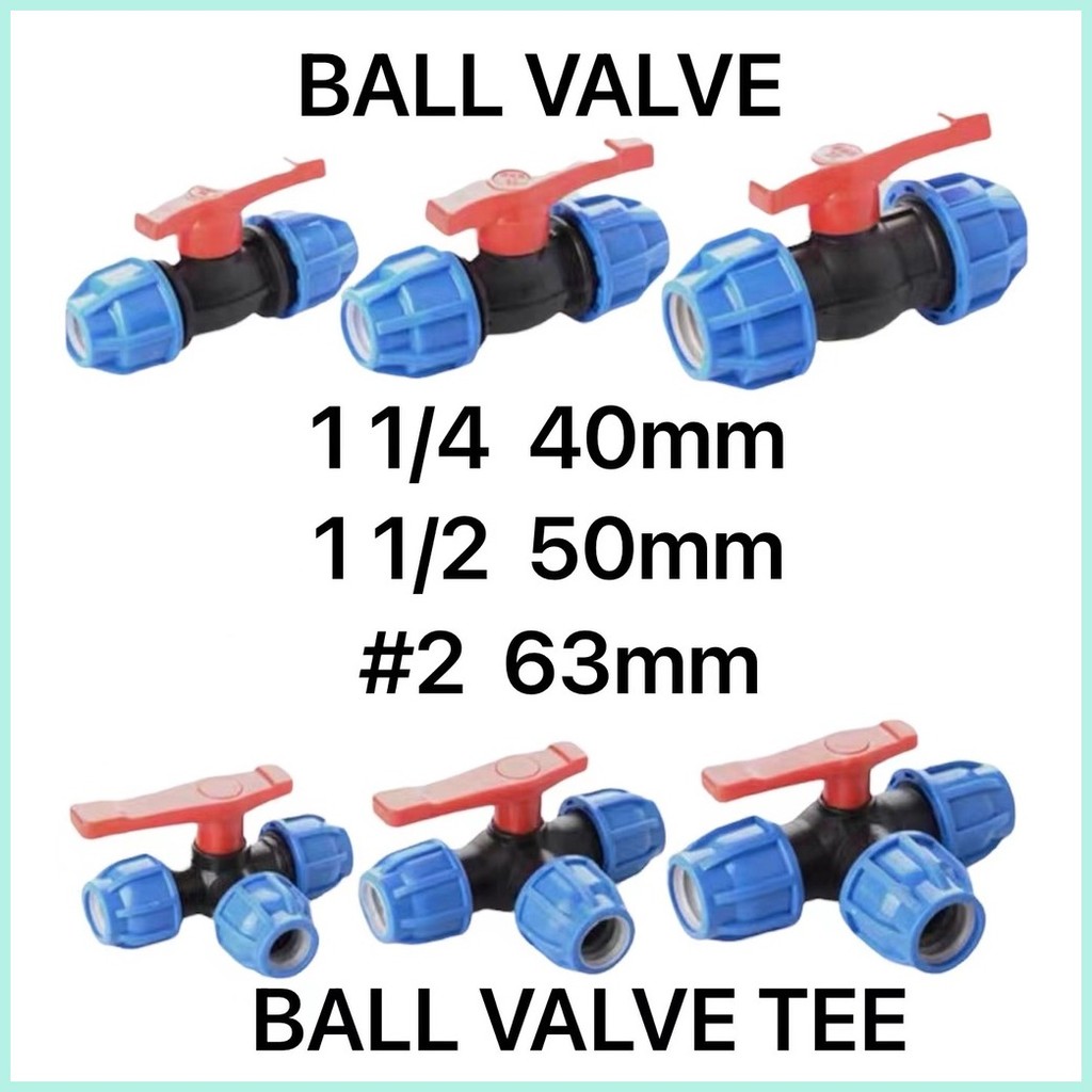 PE Compression Fittings Ball valve, Ball valve tee 1 1/4'' 1 1/2'' 2 ...