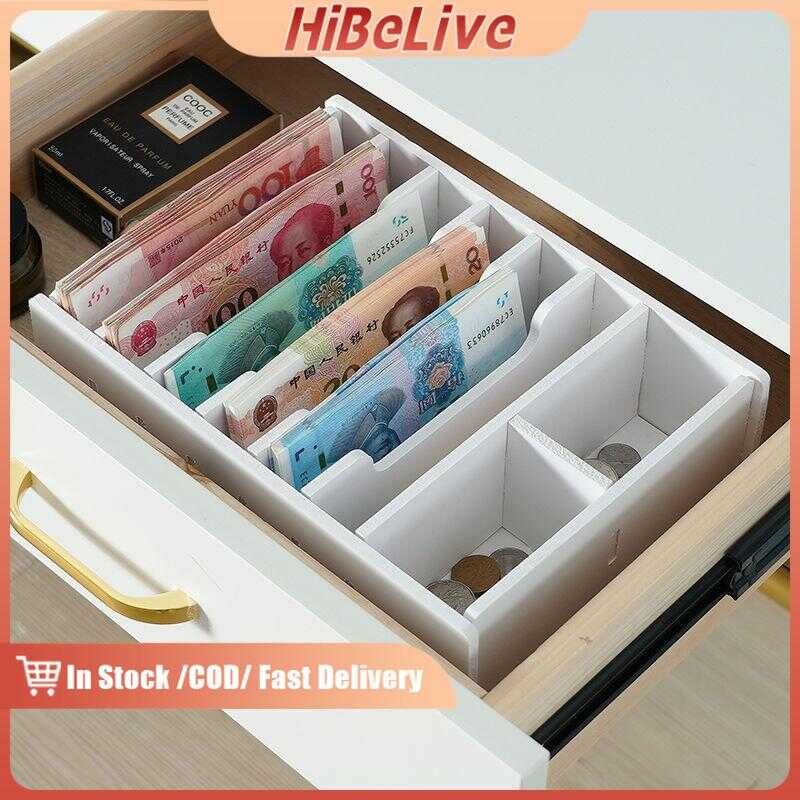 Multi-Grid Desktop Money Cash Drawer Cashier Safe Saving Box Separator ...