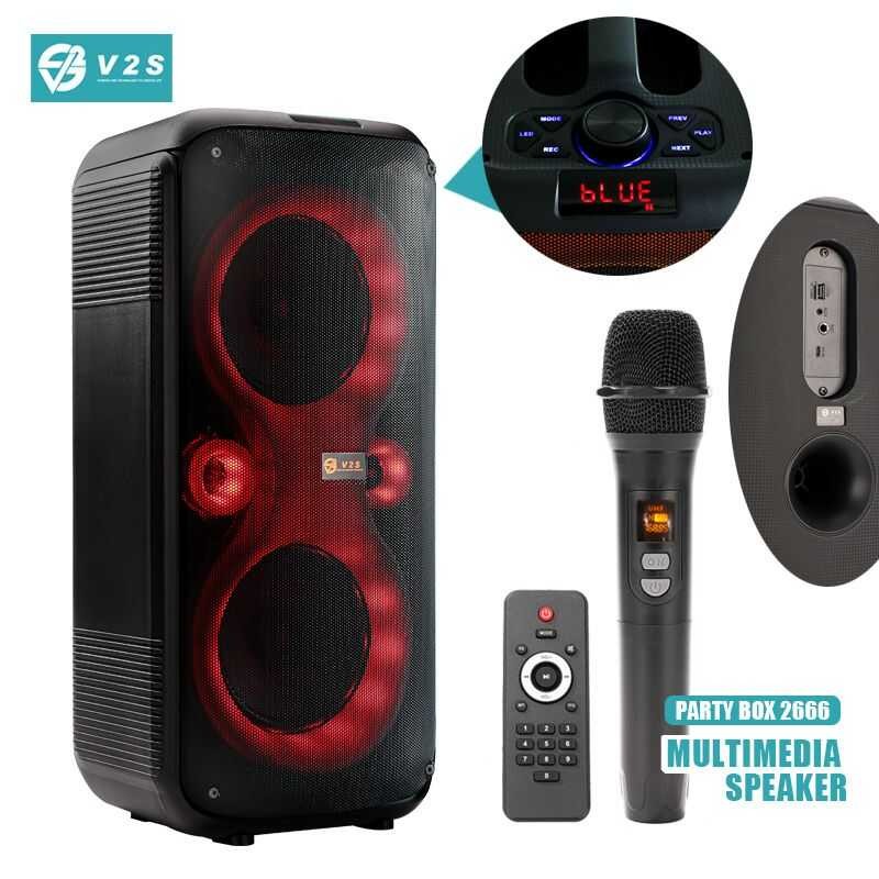 V2s PARTYBOX 2666 Bluetooth Karaoke RGB Light 1 Wireless Microphone ...