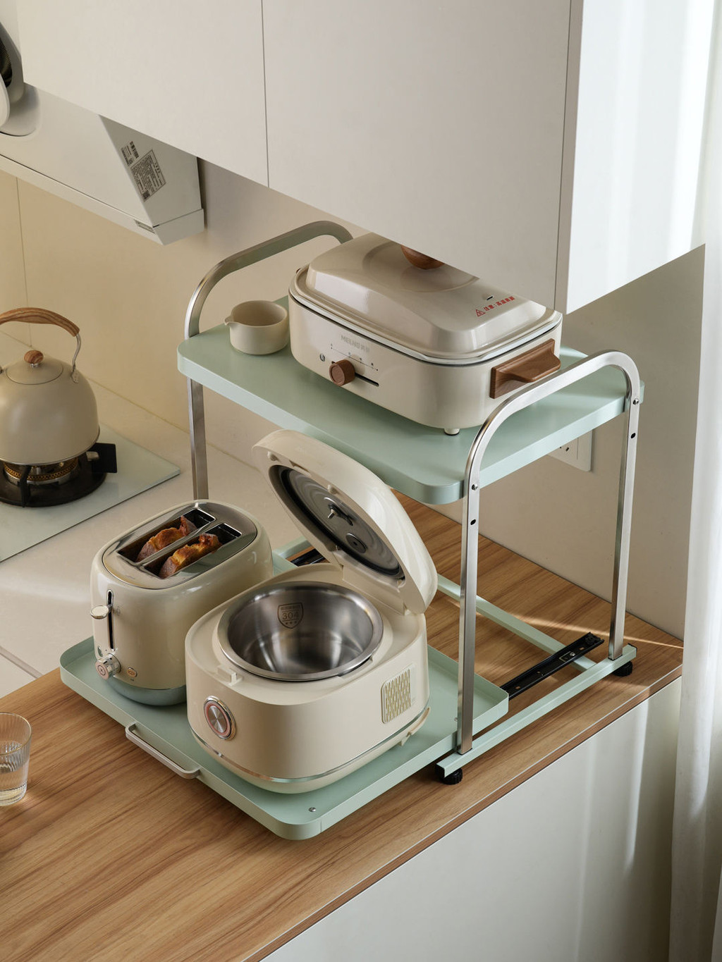 Extractable Rice Cooker Storage Rack Kitchen Microwave Oven Stand ...