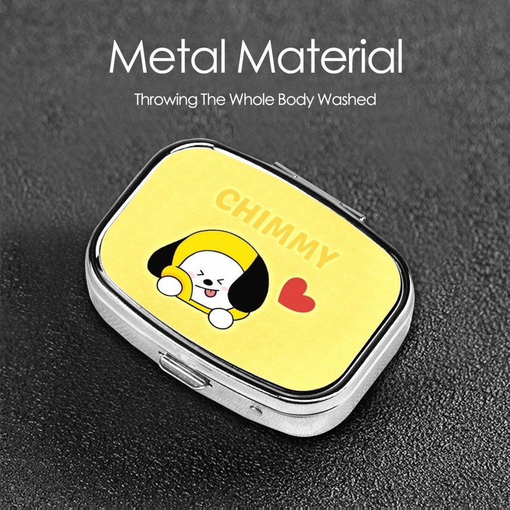 BTS BT21 CHIMMY Custom Fashion Square Pill Box Decorative Metal ...