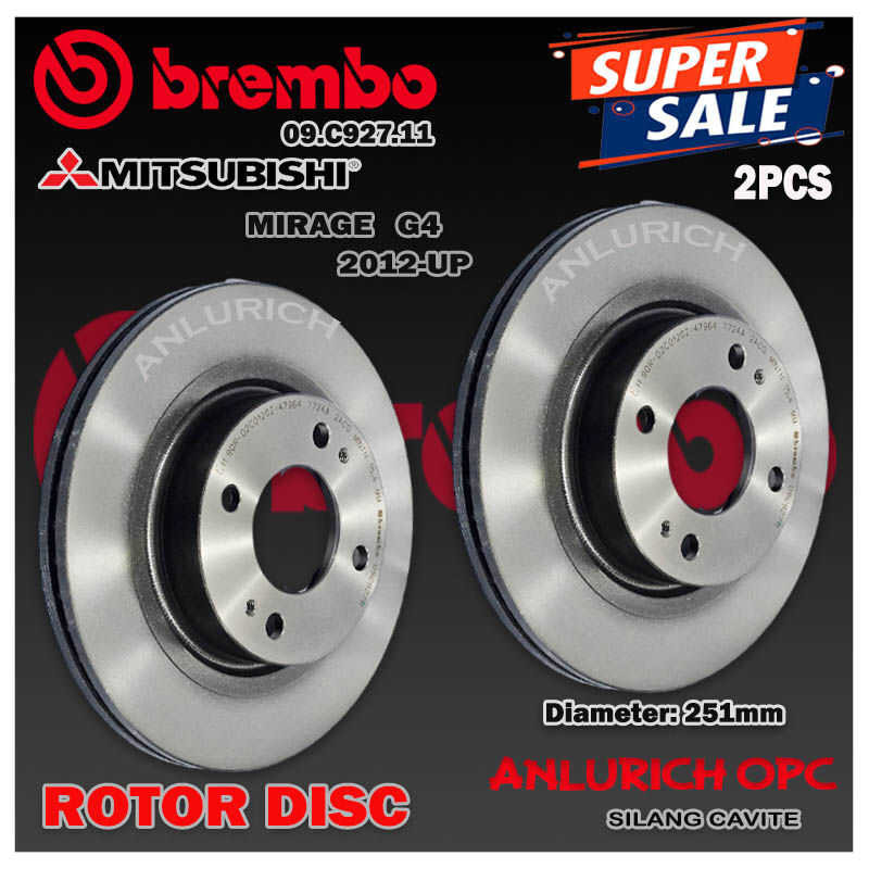Front Brake Disc Rotor Mitsubishi Mirage G4 2012-Up (Set Of 2Pcs ...