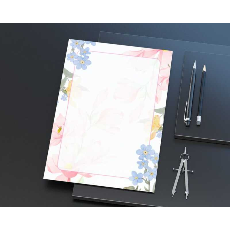 Short A4 One Bond Or Photo Paper With Floral Border Designs 5Pcs Per ...