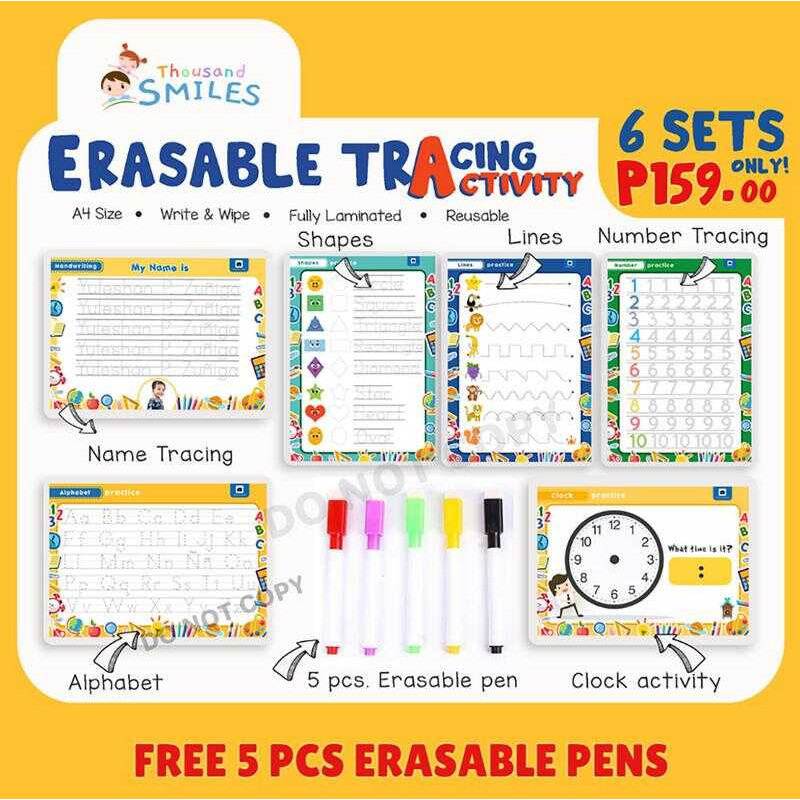 Thousand Smilies Laminated Tracing Activity Name Alphabet Lines Shapes ...