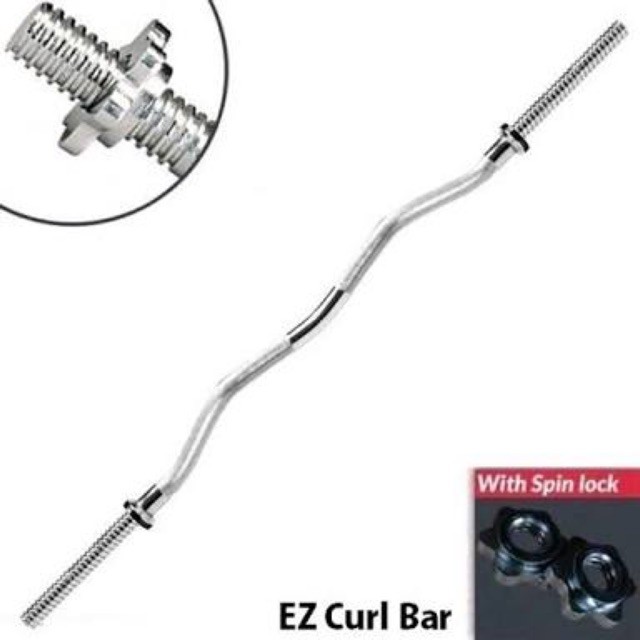4 feet ft curl bar / 4ft straight bar / barbell with locks included ...