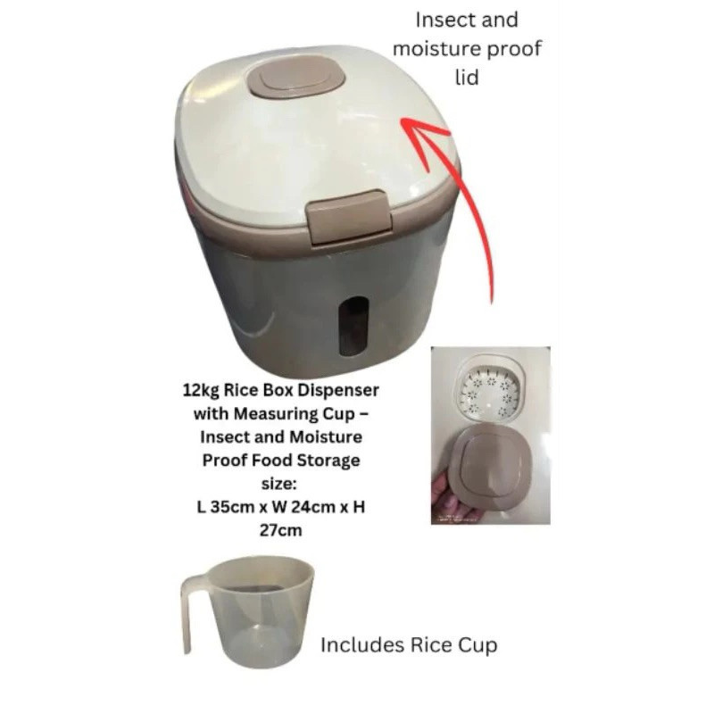 Rice Dispenser Storage Rice Container BOX(512-12KG/622-22KG) | Shopee ...