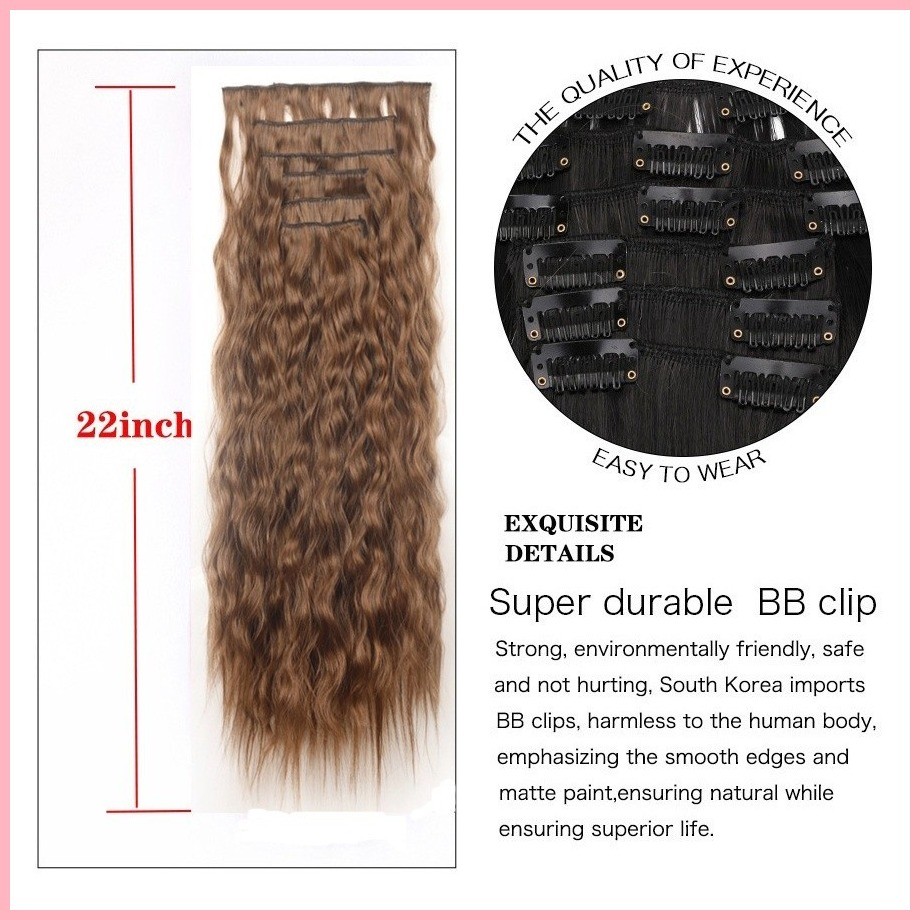 22Inch Long Mermaid Wavy 6-Piece Clip Type 16 Clip Synthetic Water Wave ...