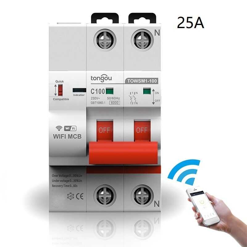 230V 400V Wifi Smart Circuit Breaker 2P 16A 25A 40A 63A 80A 100A Tuya ...