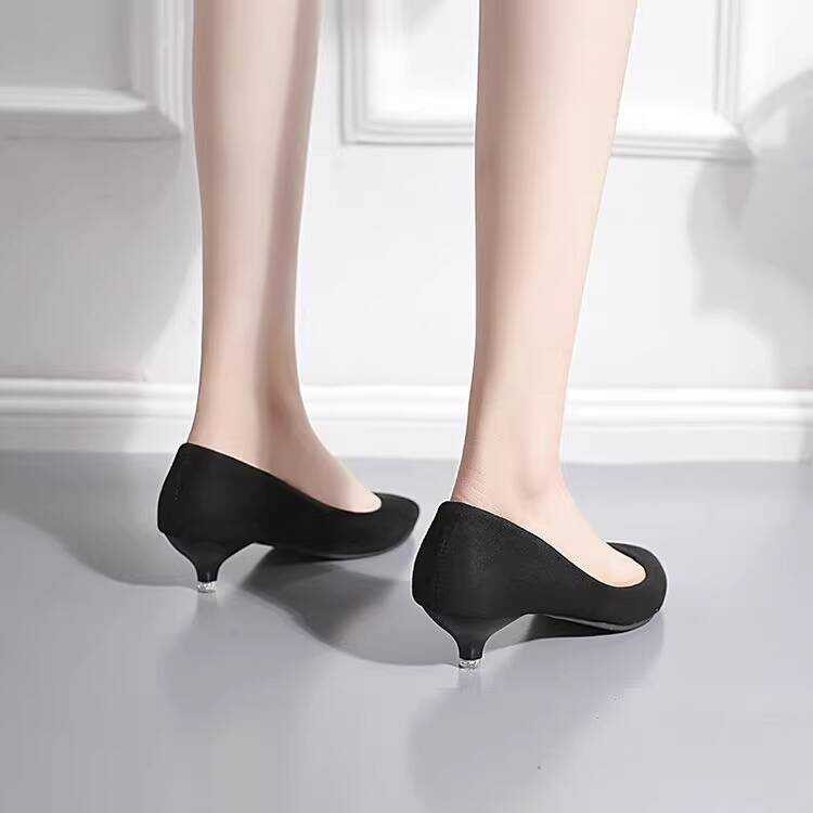 AA Versatile Heels For Women, Low Heel 2Cm Suede Student Etiquette High ...