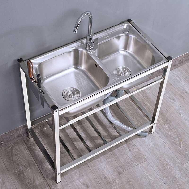 Stainless Steel Double Kitchen Sink Vegetable Washing Dishwashing Basin ...