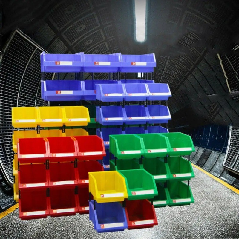Warehouse part box Stackable Plastic Small Parts Container Box Shelf ...