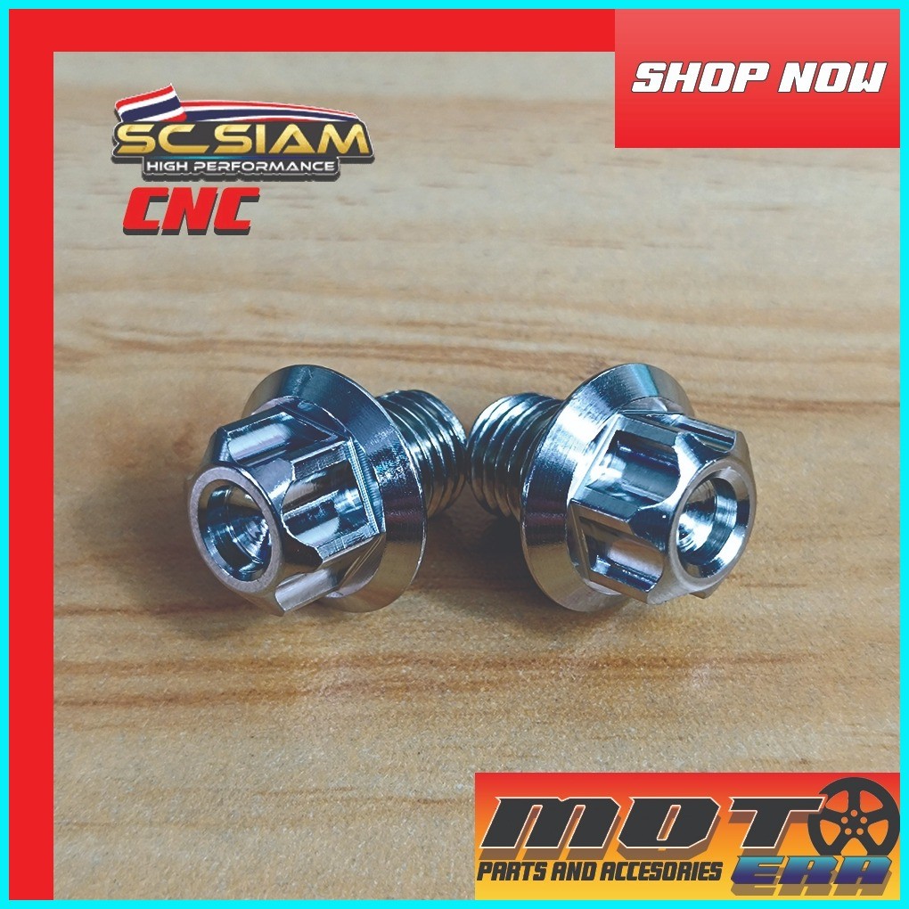 SC SIAM CNC STAINLESS MIRROR BOLT YAMAHA / HONDA / PCX / NMAX / M3 ...