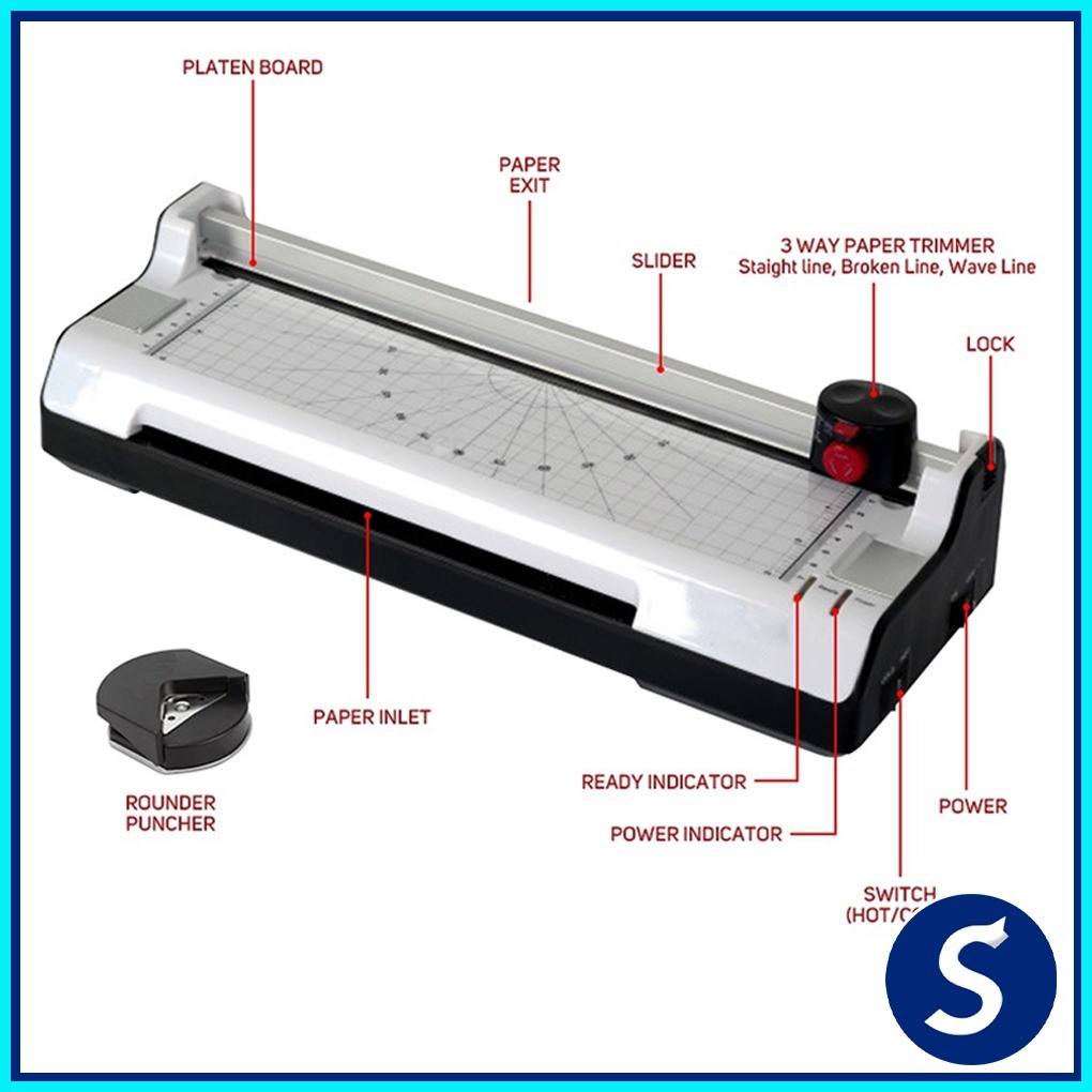 6in1 Laminating Machine A3/A4 Size Hot & Cold Laminator w/ Rotary ...