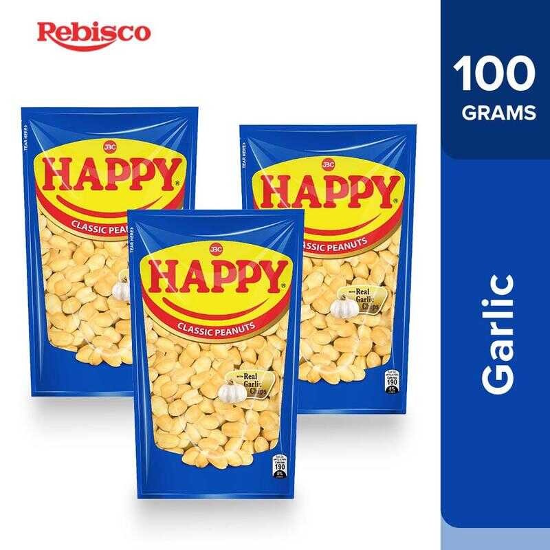Happy Peanuts Garlic Flavor 100G X 3 Pcs A3c | Shopee Philippines