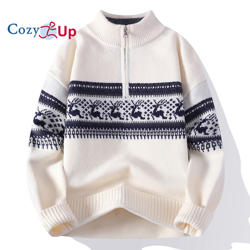 Cozy Up Men's Quarter Zip Pullover Sweater Casual Zip Up Polo Sweater ...