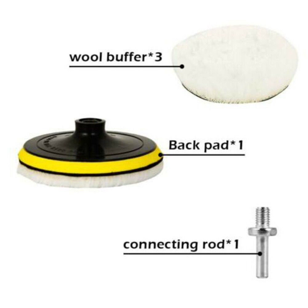 5Pcs 3/4/5/6/ Inch Car Buffing Pads Polishing Wool Wheel Kit Polisher ...
