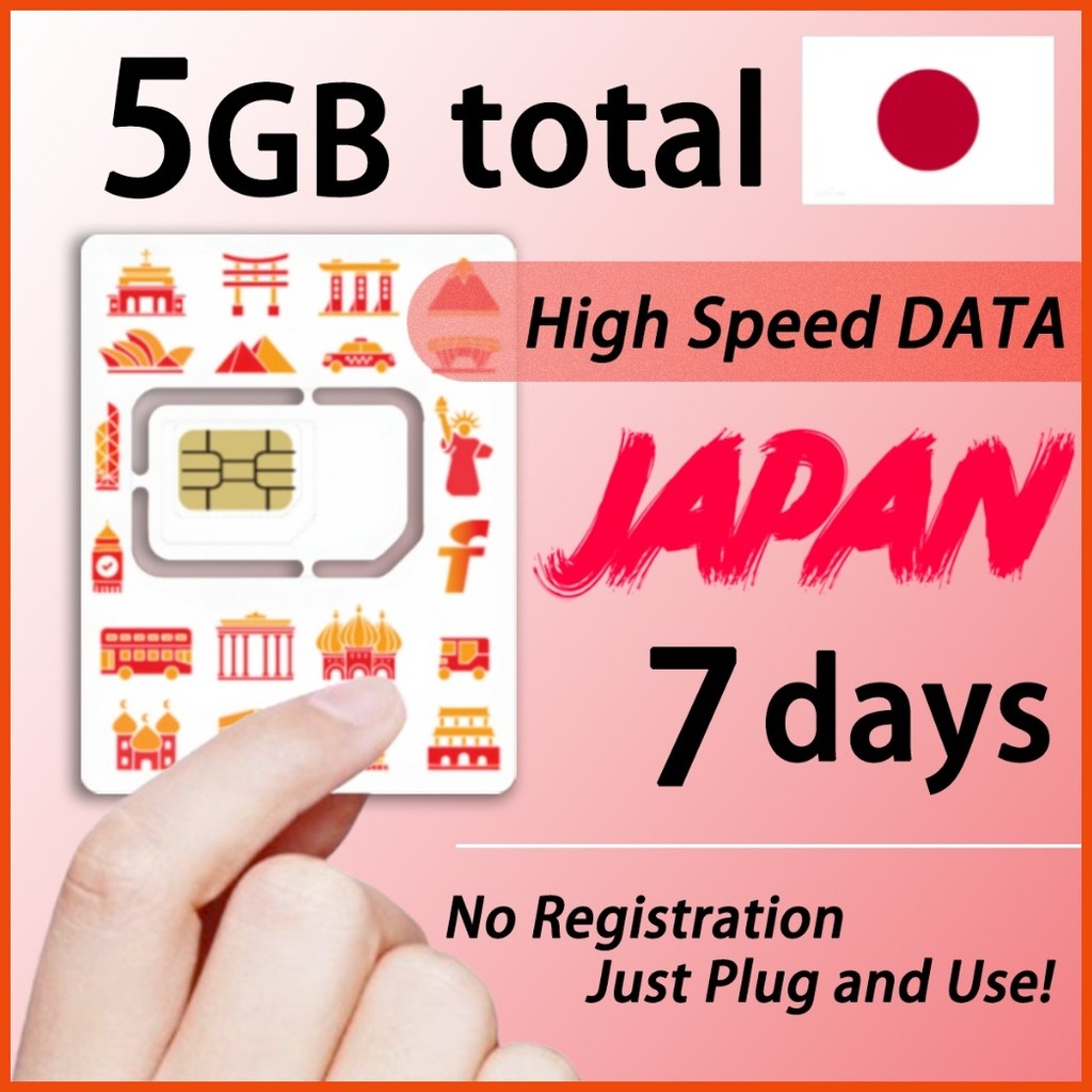 JAPAN Travel Sim Card 7days【Total 5GB HIGH SPEED】4G/5G data SIM arawSIM ...