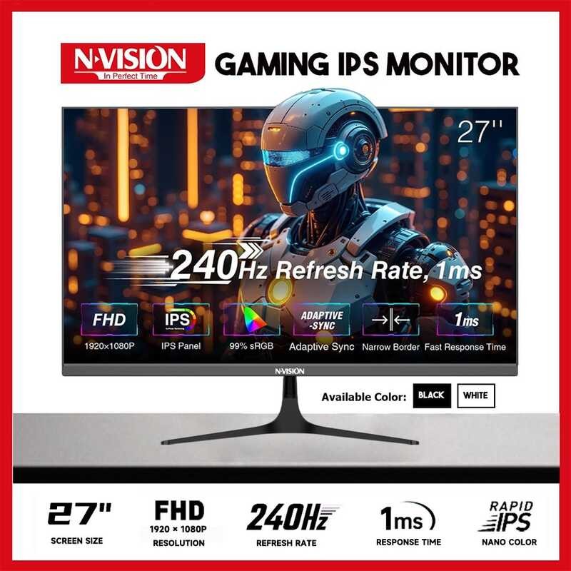Nvision 24''/27'' Gaming IPS Monitor 240Hz / 200Hz /144Hz 1Ms Frameless ...