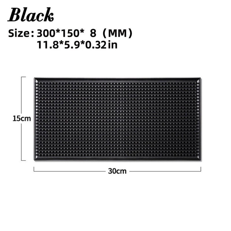 Black Bar Mat Rubber Spill Mat - Anti-Slip Glass Drip Tray Beer Drink ...