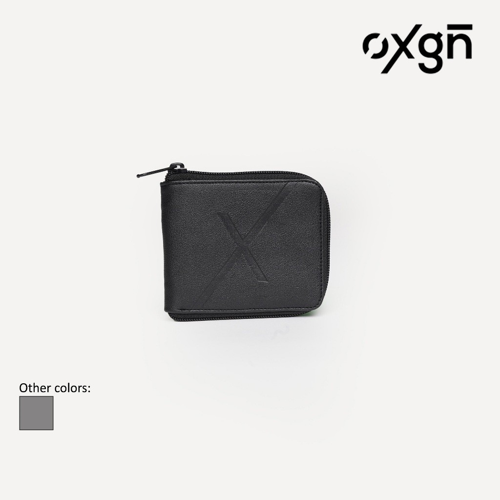 OXGN X Zip-Around Bi-Fold Wallet For Men And Women (Black/Charcoal ...