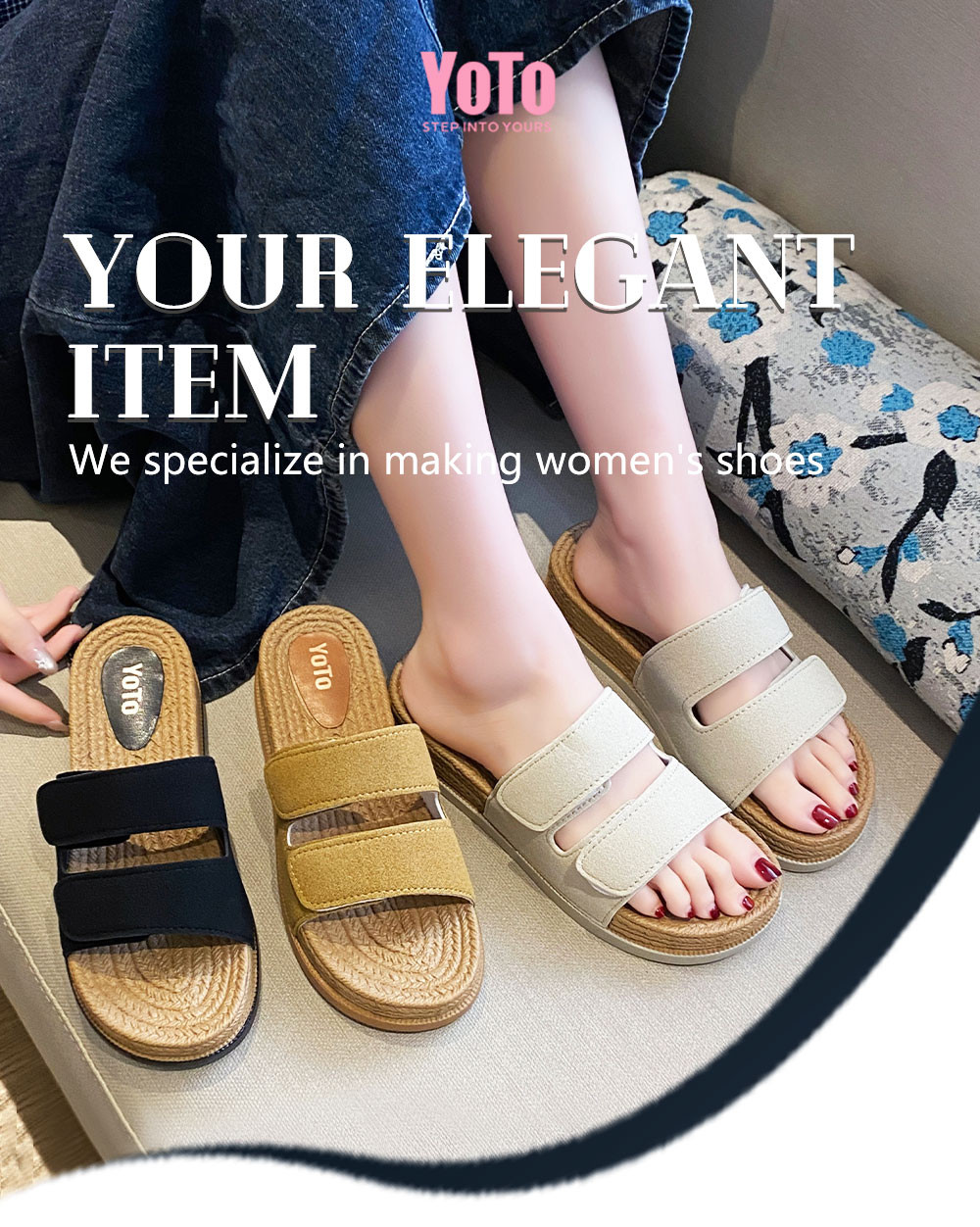 YOTO Women's Sandals Simple Double Strap With Buckle Comfort Thick Sole ...