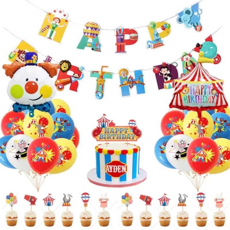 Tt Circus Tent .oon Set Animal Theme Birthday Banner Party Decoration ...