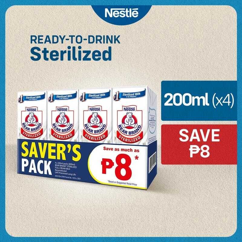 BEAR BRAND Sterilized UHT Milk 200Ml - Buy 4, Save 8 86D 5D3 | Shopee Philippines