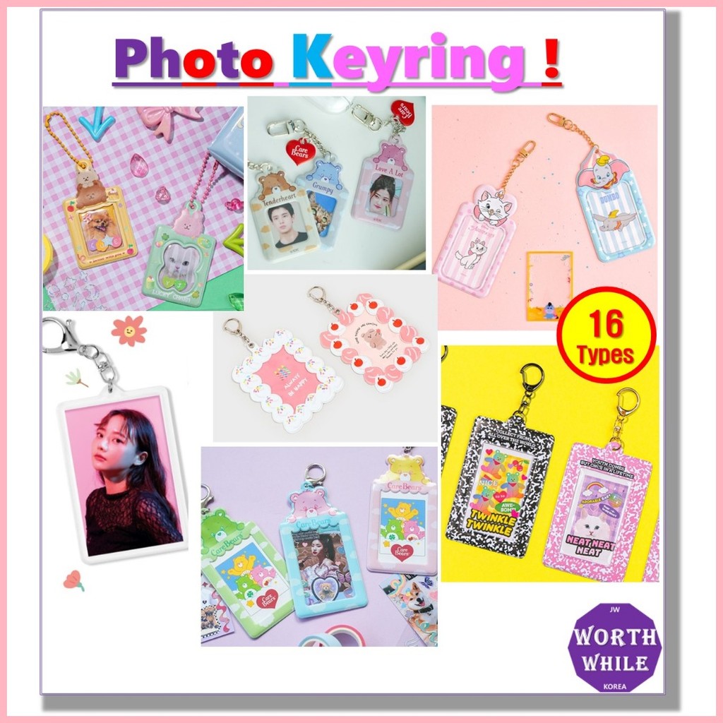 Daiso Korea /Photo Card Keyring Holder /Mini Pocket Photo Keychains ...