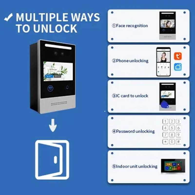 Xj Tuya 4.3 Inch Multi-Apartment Video Door Phone Entryway Multifamily ...