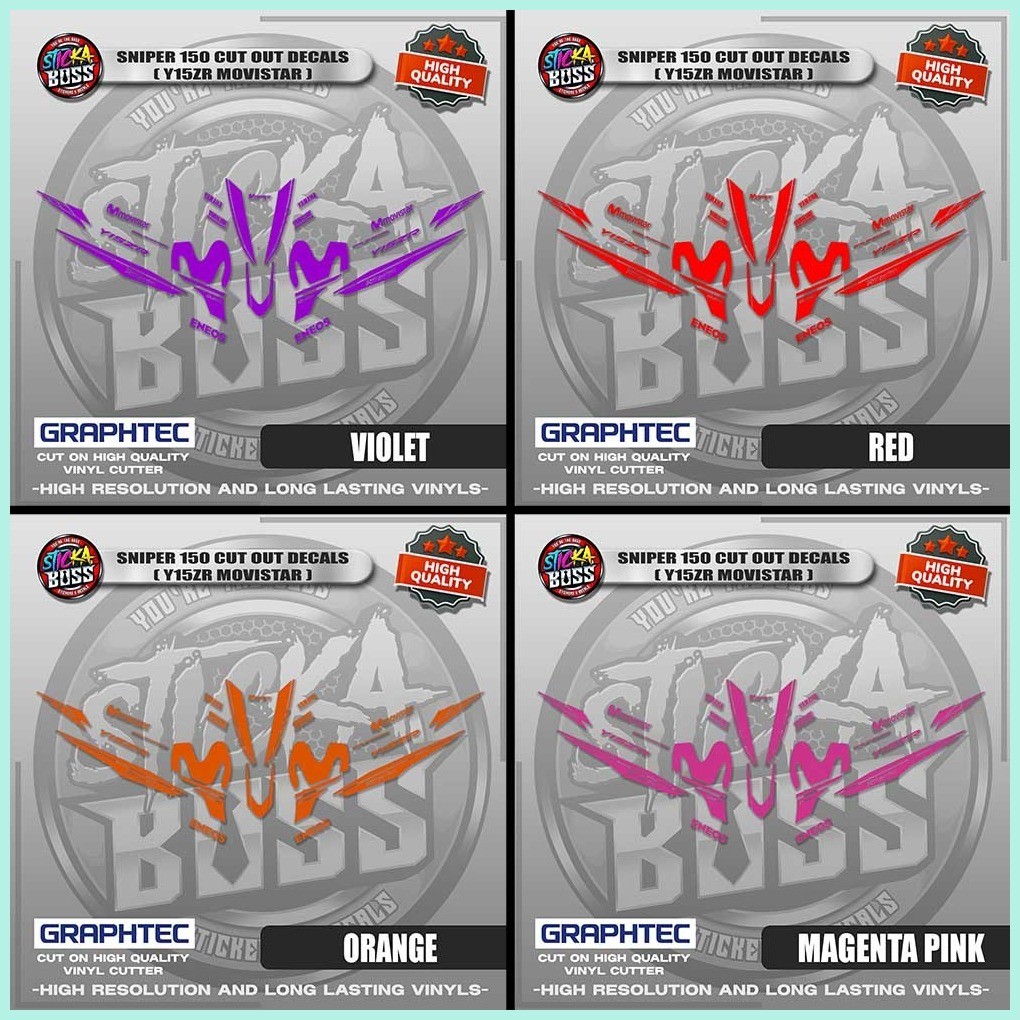 SNIPER 150 CUT OUT DECALS ( Y15ZR MOVISTAR ) | VINYL WATERPROOF CUT-OUT ...