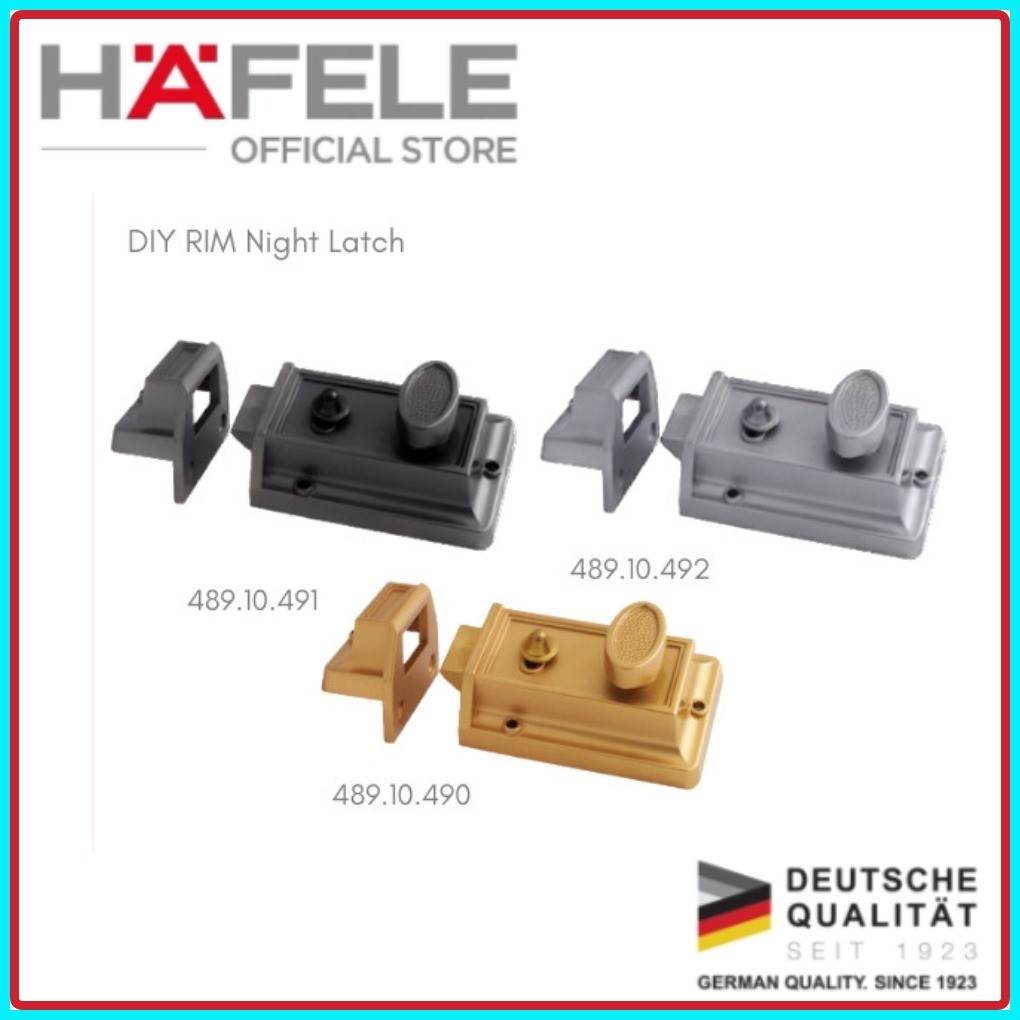 Hafele DIY Rim Night Latch Black/Yellow/Grey, for Door Thickness 35 ...