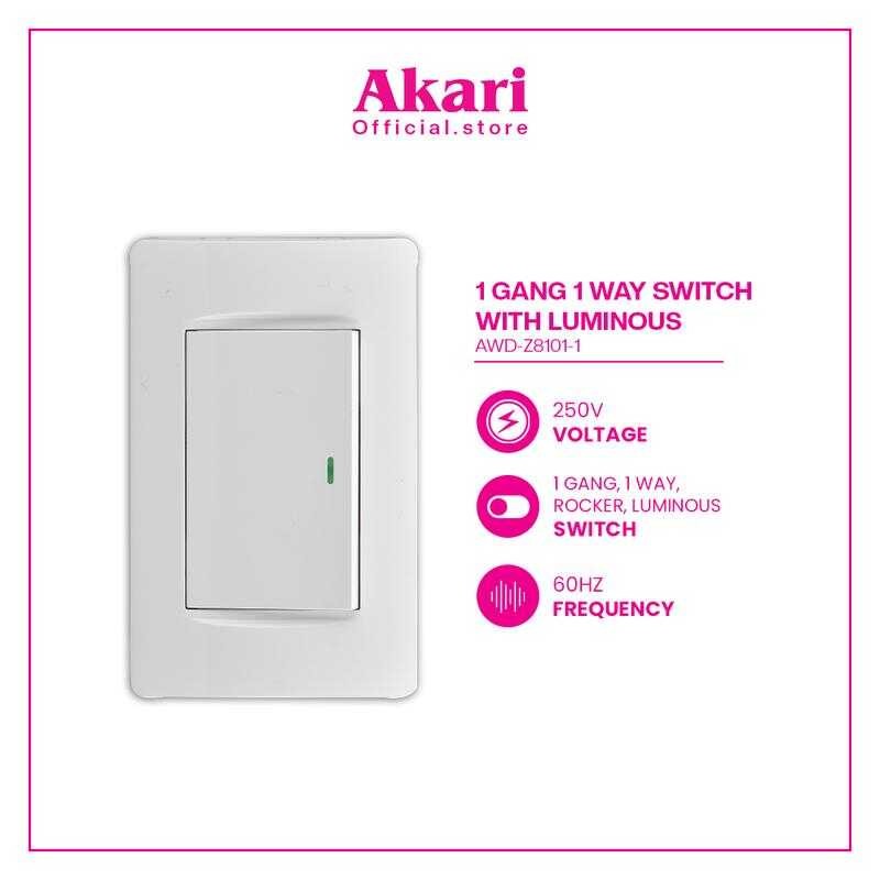 Akari Gang 1 Way Switch With Luminous (Awd-Z8101-1) 278 | Shopee ...