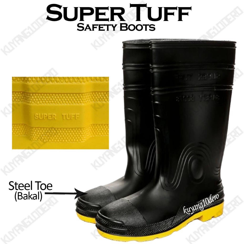 Original Super Tuff "Steel Toe" Safety Rain Boots for Men (yellow sole ...