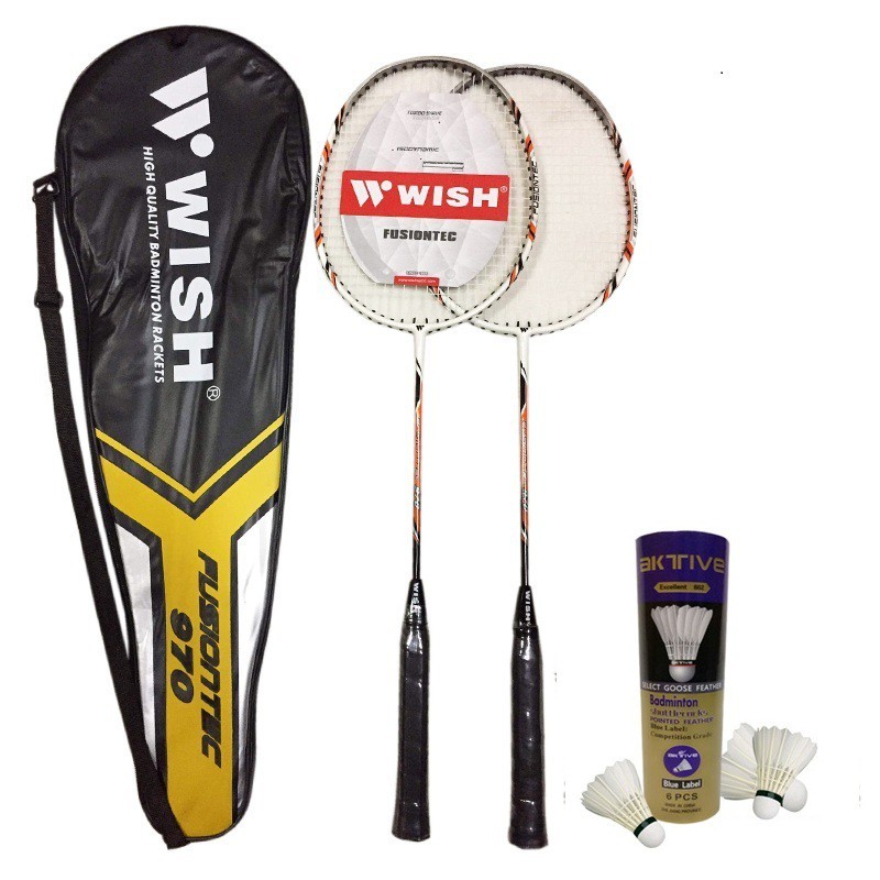 Wish Badminton Racket Fusiontec 970 and Bag with Free Aktive 602 ...