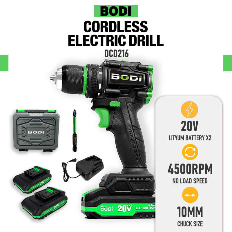 BODI 20V Cordless Electric Drill Rechargeable Power Tool Set Brushless ...