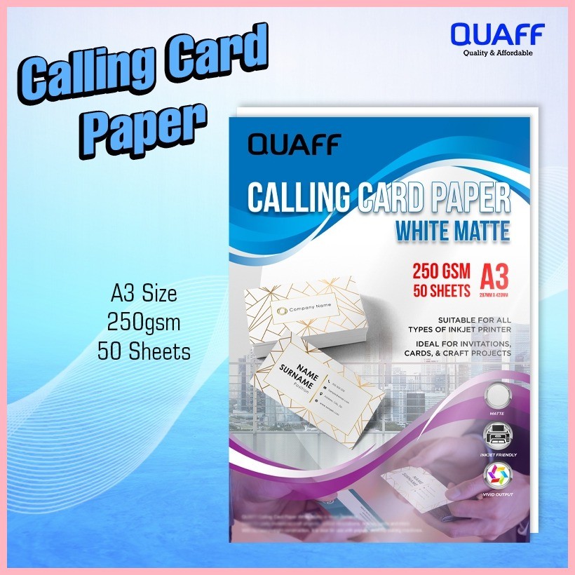 QUAFF Calling Card Paper 250gsm Double Sided White Matte 50sheets/pack ...