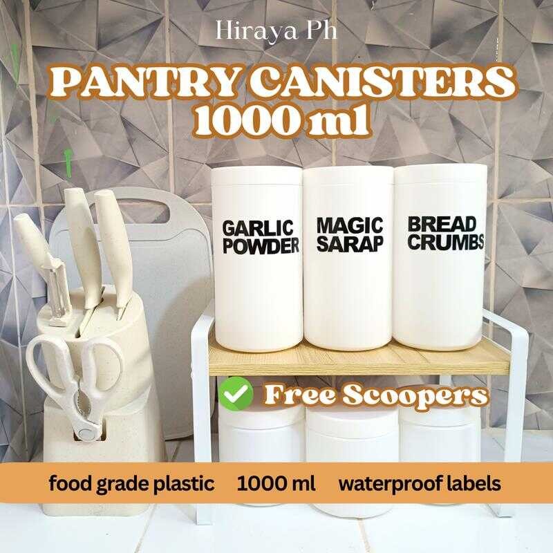Hiraya Ph Plastic 1000Ml Pantry Canister Jar Garapon Kitchen Container ...