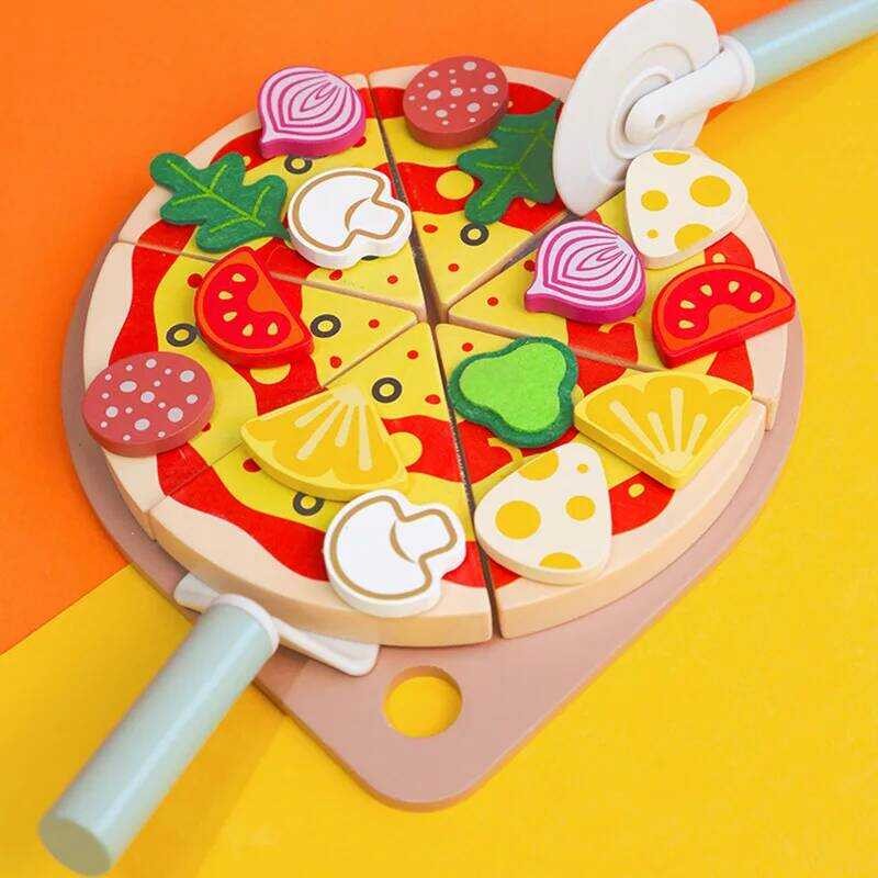 Y Wooden Pretend Toy Simulation Pizza Children House Cutting 1 Eduional ...